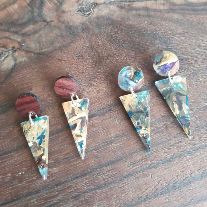 Shari Geometric Statement Resin Earrings Paguro Upcycle